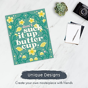 Pink Picasso Kits Self Care Collection Paint by Number for Adults & Beginners | DIY Unique 8x10 Canvas Painting Kits | Color by Numbers Arts Paint Canvas for Teens | Don't Suck it Up Buttercup