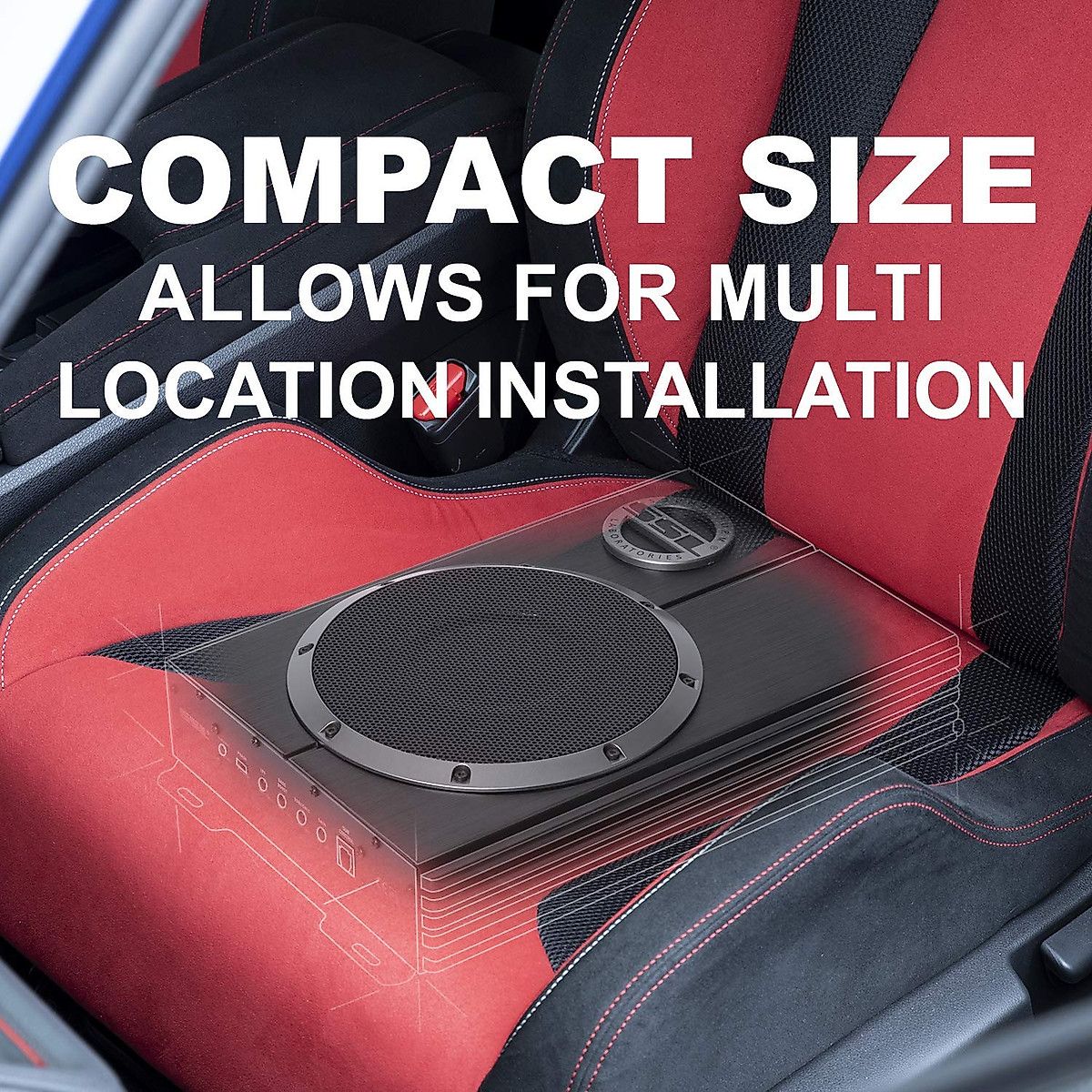 Sound Storm Laboratories LOPRO8 Powered Under Seat Car Subwoofer - 600 Watts Max, Single 2.6 Ohm, Voice Coil, Built in Amp, Low Profile, Remote Subwoofer Control