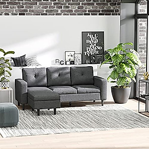 HOMCOM Convertible Sectional Sofa Couch with Reversible Chaise, L-Shaped Couch with Thick Sponge Cushions for Small Space, Dark Grey