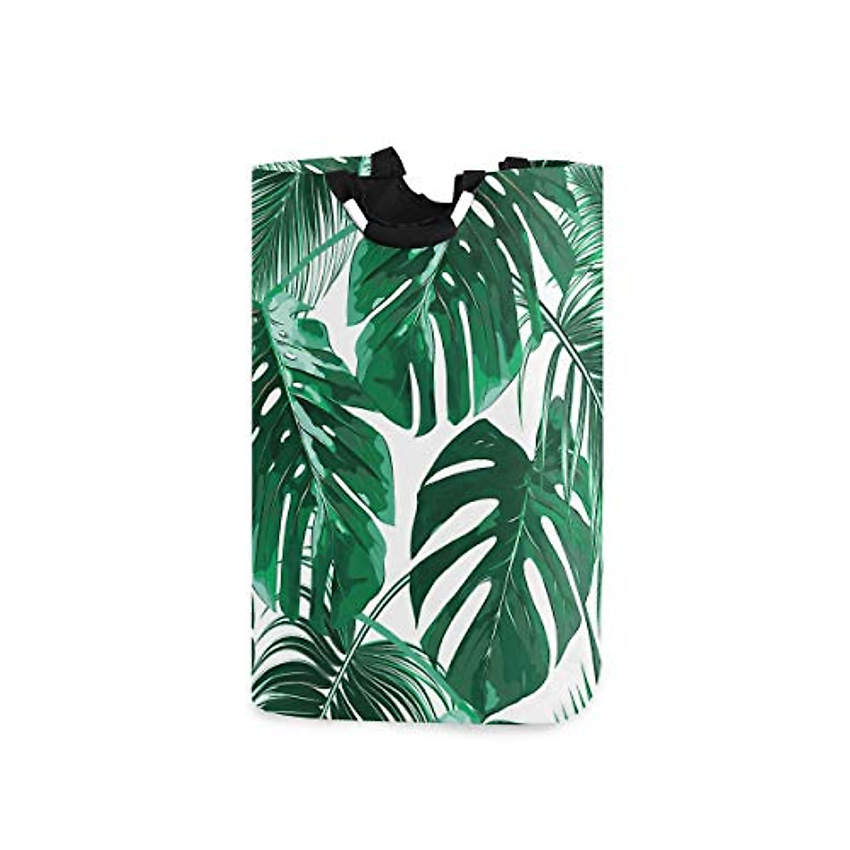 Tropical Palm Leaves Laundry Hamper Basket Bucket Foldable Dirty Clothes Bag Washing Bin Toy Storage Organizer for College Dorms, Kids Bedroom,Bathroom