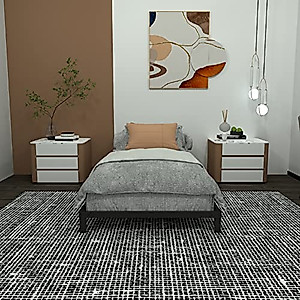 LUKIROYAL Sturdy Low Twin Bed Frame - Metal 7-Inch Platform Base with Steel Slats - Easy Assembly, Noise-Free, No Box Spring Needed - Non-Slip - Black