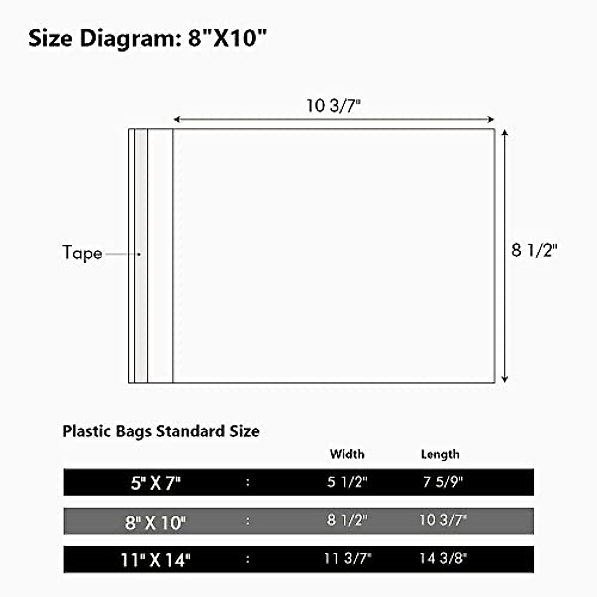 Somime 100 Pack Acid-Free Crystal Clear Sleeves Storage Bags for 8x10 Art Prints/Pictures/Photos/Framing Mat Mattes (Bag Size: 8 1/2” x 10 3/7”)