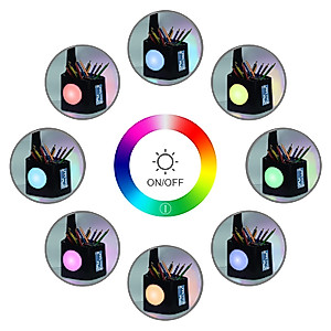 wanjiaone LED Desk Lamp with Clock,Color Changing Nightlight,Study Lamp with Pen Holder,Desk Light with USB Charger,Table Light for Home,Office,Gift for Kids,Students,Women,Black