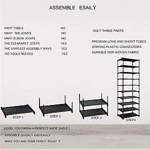 ZQWSYU Shoe Rack 10 Tier Narrow Shoe Racks for Closets Durable Enterway Shoe Rack Organizer Shoes Rack Shoe Shelf Tall Shoe Stand Metal Shoe Rack Stackable Separable