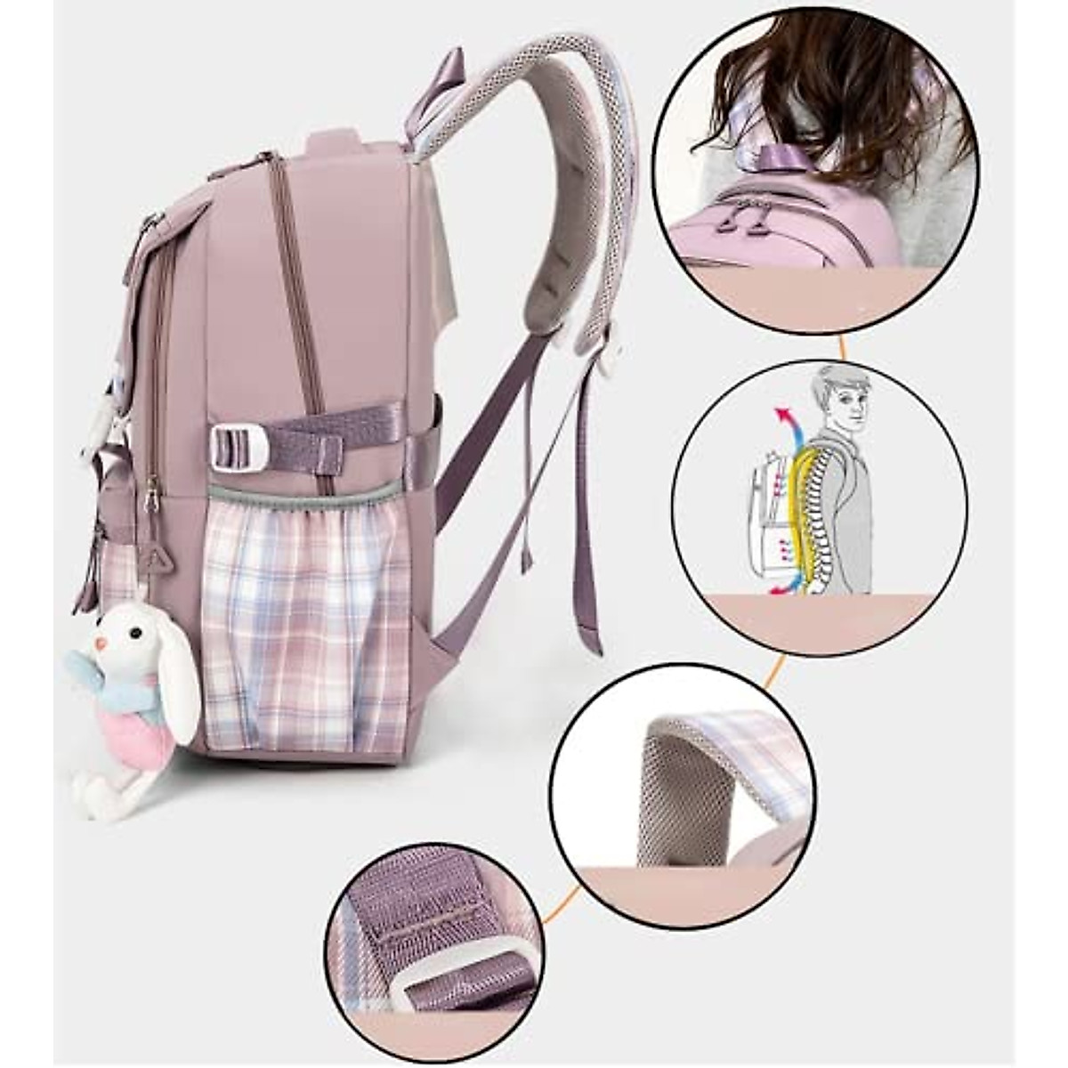 HUIHSVHA Cute Backpack, 17 Inch Large Capacity School Laptop Bag, Casual Travel Daypack for Teens Girls Women Students