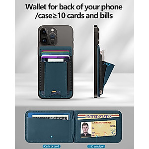 Miroddi for Magsafe Wallet, Stronger Magnetic Phone Wallet with Flexible Adjustable Stand, Leather Phone Wallet for iPhone 15/14/13/12 Series, Magnetic Card Holder 10 Cards, Dark Blue