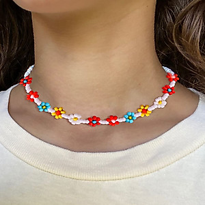 BVGA Beaded Choker Necklaces For Women Colorful Flower Shaped Beads Chocker Boho Necklaces Beach Necklace For Women Jewelry Gifts
