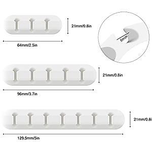 Cable Holder Clips, 3Pack Cable Management Cord Organizer Clips Silicone Self Adhesive for Desktop USB Charging Cable Niqhtstand Power Cord Mouse Cable Wire PCOffice Home(White)