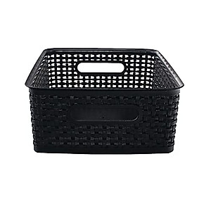 Advantus Weave Design Plastic Medium Bin, 13.75"L by 10.5"W by 4.625"H, Black
