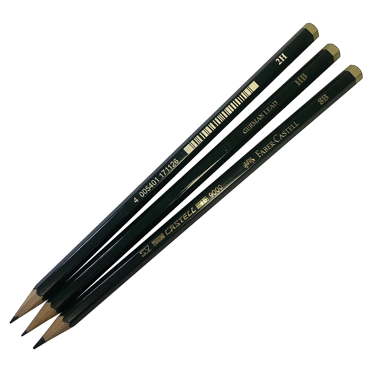 Faber-Castell 9000 Graphite Sketch Pencil Art Set (8B - 2H) with Kneaded Art Eraser, Large Dust Free Eraser and Sharpener