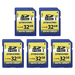 32GB Class 10 SDHC Flash Memory Card Full Size SD Card USH-I U1 Trail Camera Memory Card by Micro Center (5 Pack)