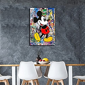 IXLLU Banksy Graffiti Street Art Mickey Poster Decorative Painting Canvas Wall Art Living Room Posters Bedroom Painting 16x24inch(40x60cm)