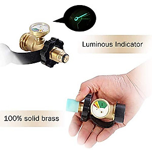 LONGADS Propane Tank Adapter Converts POL LP Tank Service Valve to QCC1/Type1 with Propane,Adapter with Propane Tank Gauge Propane Tank Adapter Old to New Connection Type for Propane Tank Equipment