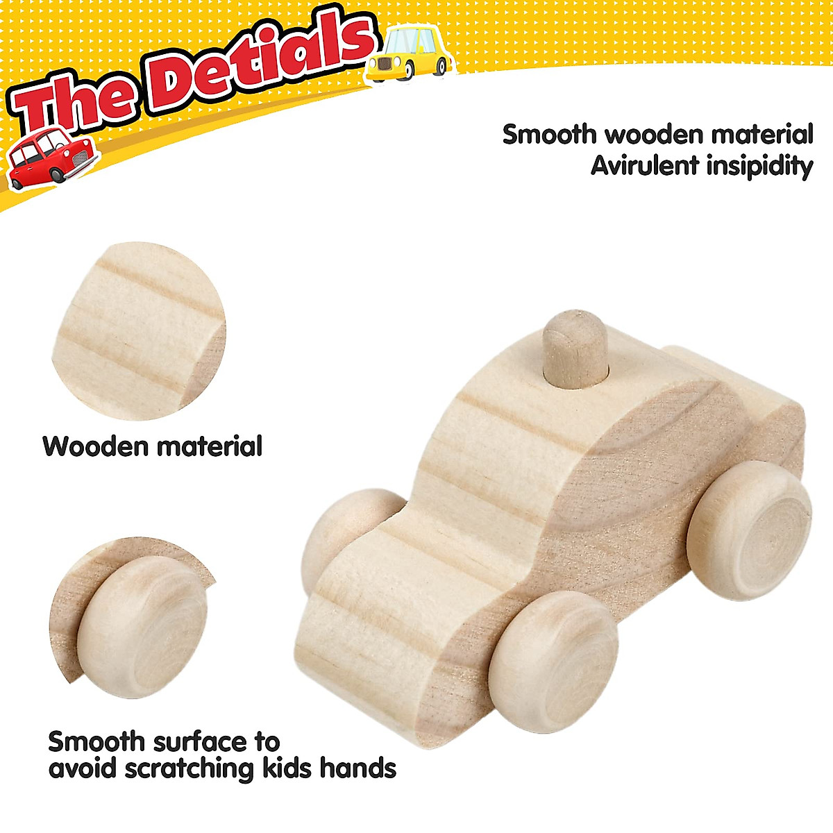 12 Pieces Unfinished Wooden Cars Wood DIY Car Toys Wood Crafts Painting Crafts Kit for Student Easy Woodworking Set Family Activities Arts and Crafts Kit for Kids