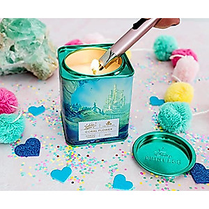 Disney Princess Home Collection Ariel 11-Ounce Scented Tea Tin Candle With Coral Flower Fragrance | 28-Hour Burn Time | Home Decor Housewarming Essentials, The Little Mermaid Gifts and Collectibles