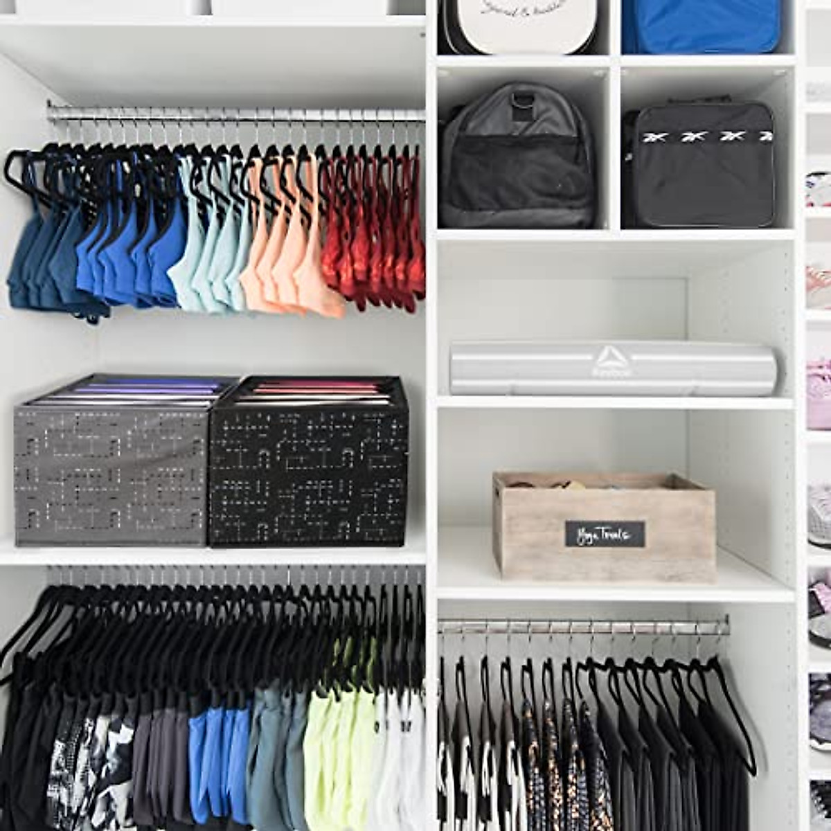 Wardrobe Clothes Organizer 7 Grids, Clothes Storage & Clothing Organizer for Jeans Pants & T-Shirts (Grey)