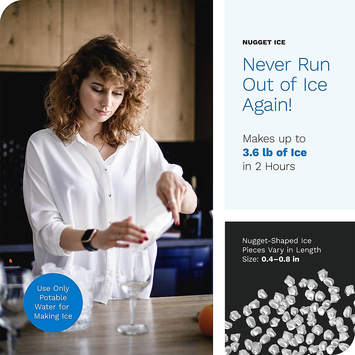 hOmeLabs Chill Pill Countertop Ice Maker - Perfect Ice in 8 to 10 Minutes - 26 Pounds Per Day Production To Keep You Iced Out Of Your Mind