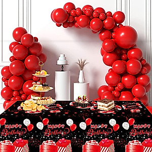 41pcs Black and red Party Supplies ,include 20 Plates, 20 Napkin and 1pcs Tablecloth,Used for Black and red Birthday Party Decoration (AAA)