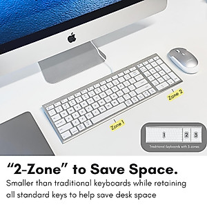 Macally Wired Keyboard for Mac, Compatible Apple Keyboard - Slim, Space-Saving Design USB Keyboard with Numeric Keypad - Budget-Friendly Laptop, MacBook Pro/Air, iMac Keyboard Replacement