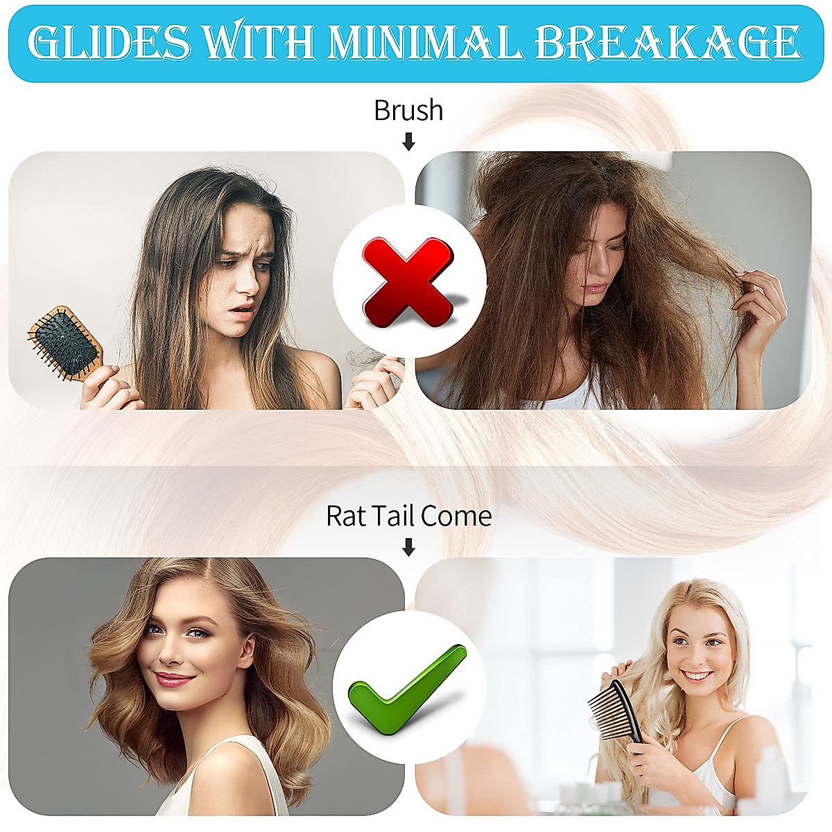 3 Pieces Wide Tooth Comb Jumbo Rake Comb, Detangler Salon Shampoo Comb for Long, Curly and 4c Hair (Black, Blue, Pink)