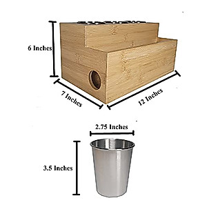 HHE Bamboo Hair Dryer Holder For Bathroom Hair Accessories Curling Iron Styling tools Makeup Cosmetics Organizer for Countertop Wall Mountable All Natural Bamboo