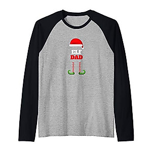 Elf Dad | Dad Stocking Stuffer Gift | Funny Ugly Christmas Raglan Baseball Tee