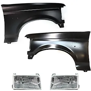 Evan Fischer Front Fender Set of 4 Compatible With 1992-1996 Ford Bronco, Fits 1992-1996 Ford F-150 Primed Steel Driver and Passenger Side