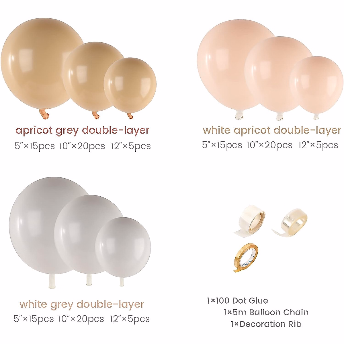 Fonder Mols Nude Balloon Garland Kit, 124pcs Double Stuffed Cream Peach Nude Balloons for For Gender Reveal Party, Birthday Party, Baby Shower, Bridal Shower, Girls' Party Decorations