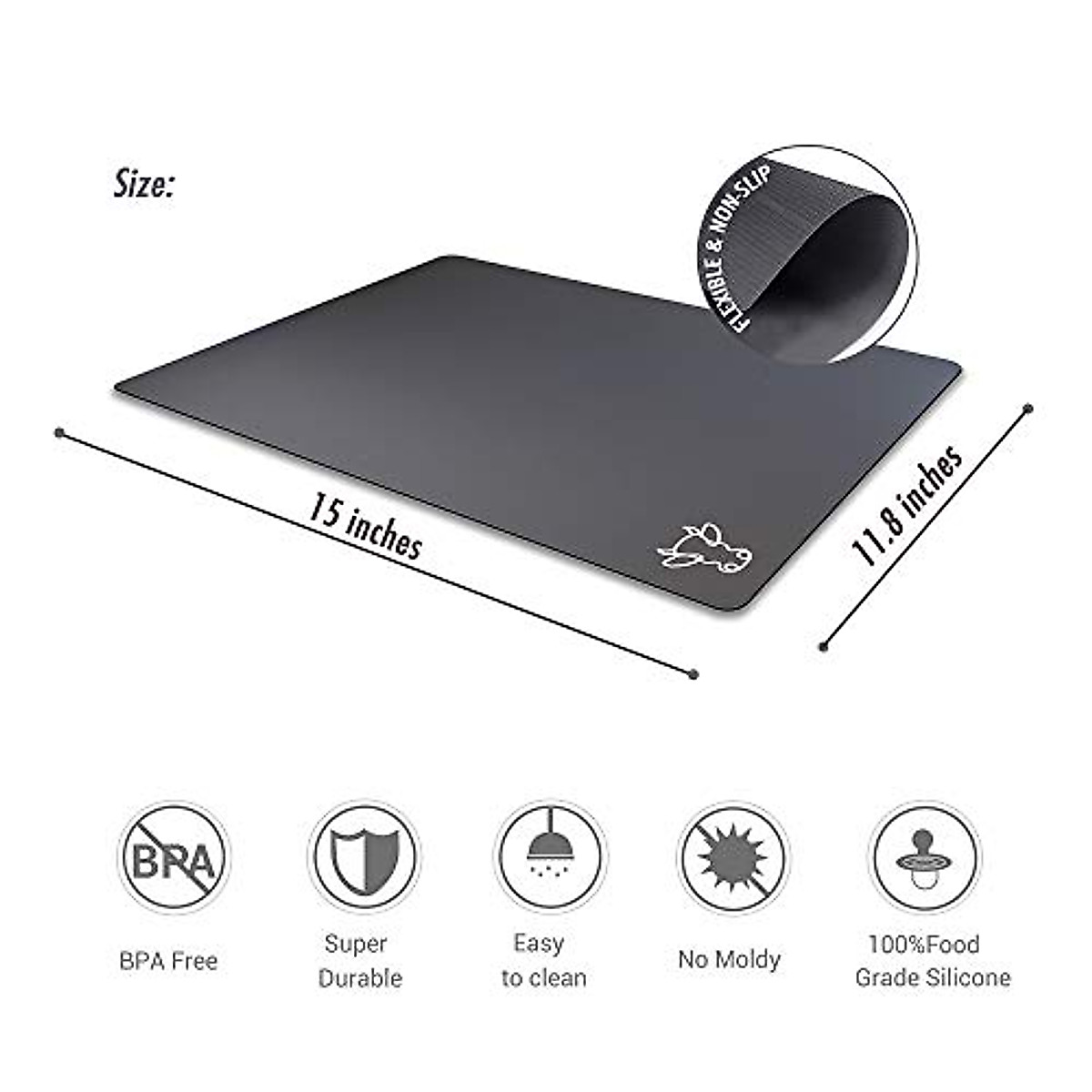 Fotouzy Flexible Plastic Cutting Board Mats with Food Icons, BPA-Free, Non-Porous, 100% Non-slip Back and Dishwasher Safe, Unique Modern Neutral Colors, Set of 4