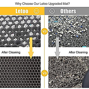 LeToo Cat Litter Mat Grey Trapping for Litter Box, No-Toxic & Large, Urine & Waterproof, Honeycomb Double Layer Anti Tracking Kitty Mats, No Phthalate, Washable Easy Clean (24" x 15", Grey)
