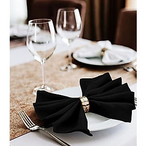 Utopia Home [24 Pack, Black] Cloth Napkins 17x17 Inches, 100% Polyester Dinner Napkins with Hemmed Edges, Washable Napkins Ideal for Parties, Weddings and Dinners