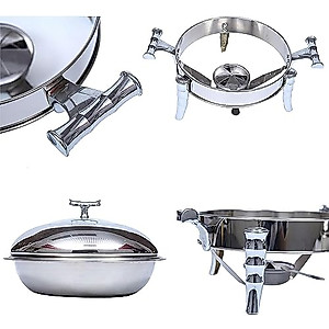 Stainless Steel Chafing Dish Fuel Holders, Round Catering Buffet Warming Container Server Tray, with Food Pan and Lid, for Party or Banquet