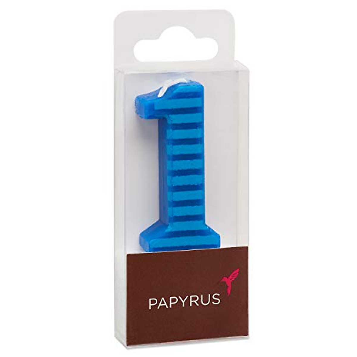 Papyrus Number 1 Birthday Candle, Blue Stripes (1-Count)