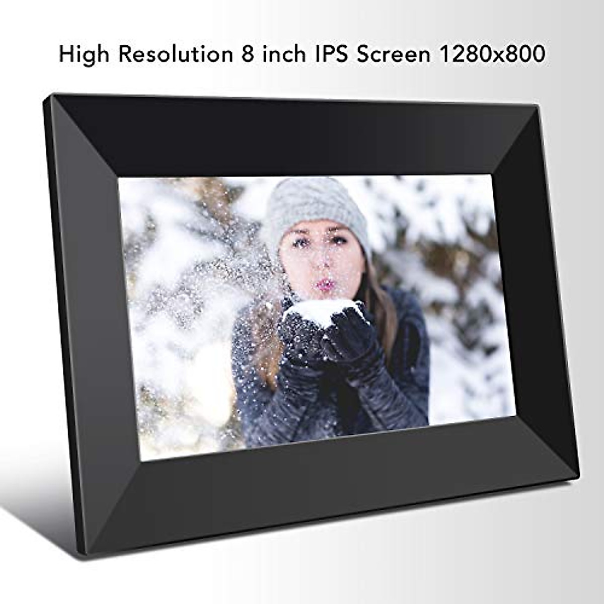 Feelcare Digital WiFi Picture Frame 8 inch, Send Photos or Videos from Anywhere, 16GB Storage,1280x800 IPS HD Display,Touchscreen for Easy Navigation