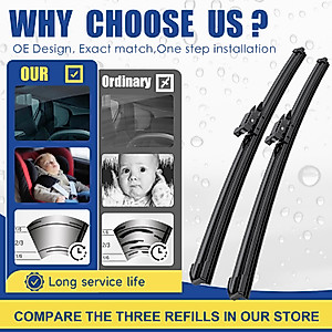 3 wipers Replacement For Ford Explorer 2011-2018 Original Equipment Front and Rear Windshield Wiper Blades Set 26"+22"+11" (Set of 3) Pinch Tab