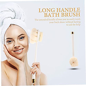 Hemoton Long Handle Bath Brush Bath Back Brush Body Loofah Body Scrub Sponge Dry Brush Back Scrub Brush Shower Loofah on a Stick or White Bath Brushes for Shower Dual-Sided Bath Brush Soft