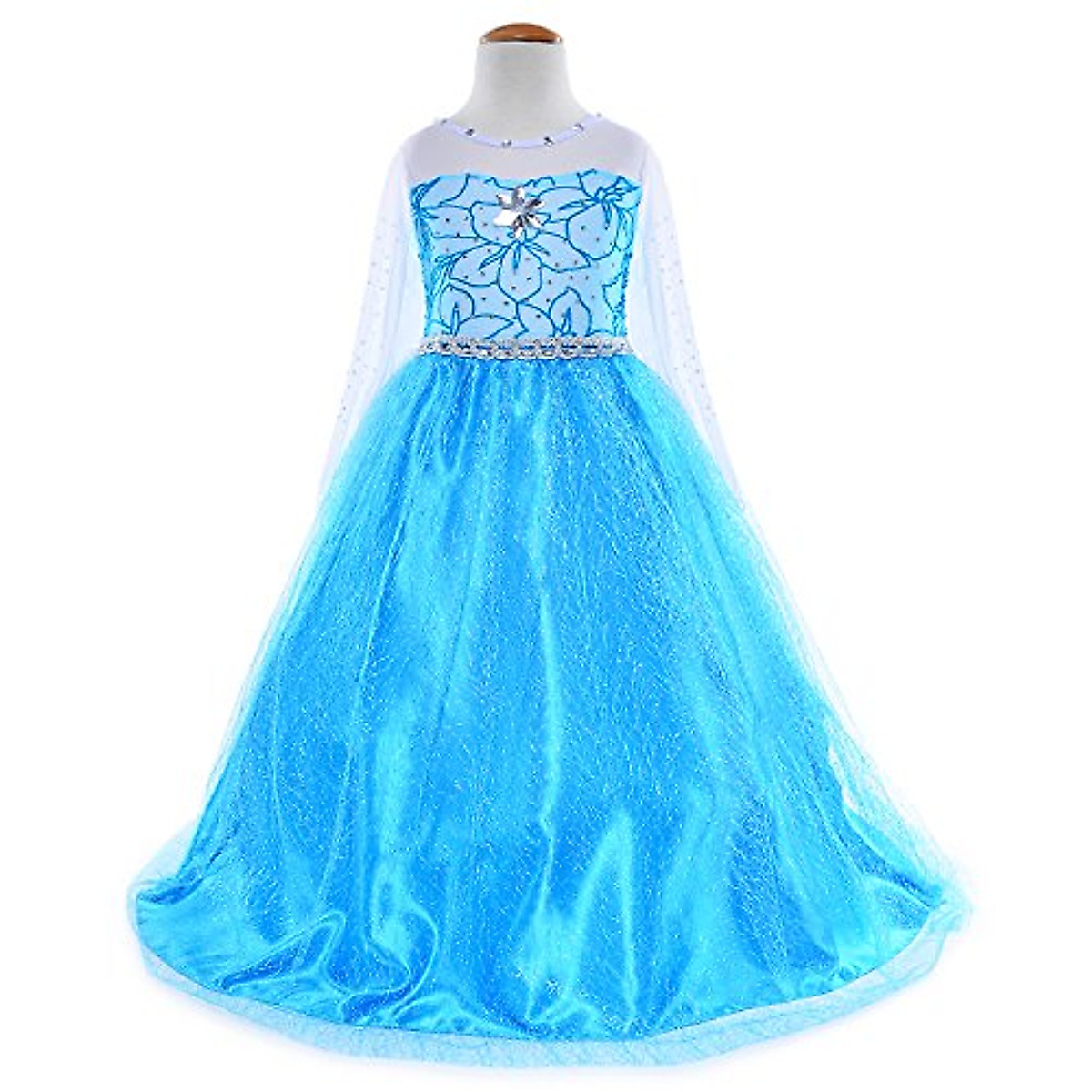 Party Chili Princess Costumes Birthday Party Dress Up For Little Girls with Wig,Crown,Mace,Gloves Accessories 3T 4T (110cm)