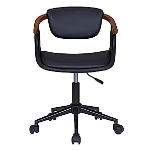 npd furniture and more Darwin PU Bamboo Office Chair, Black/Walnut