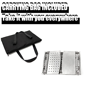 nbe Camping Charcoal Grill Portable BBQ Grill Stainless Steel Wood Burning Grill with Carrying Bag | Folding Small Grills For Outdoor Barbecues Traveling Picnics Garden/Beach Party (85*30.4*40.5CM)