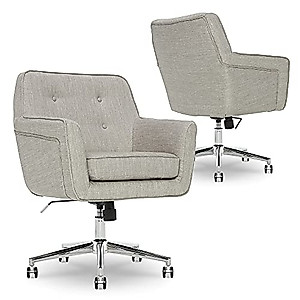 Serta Ashland Ergonomic Home Office Chair with Memory Foam Cushioning Chrome-Finished Stainless Steel Base, 360-Degree Mobility, Light Gray Fabric