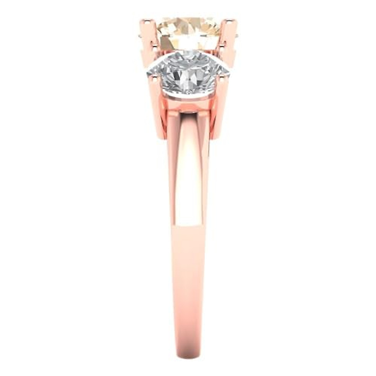 Clara Pucci 3.25 ct Round Cut Solitaire 3 stone Natural Brown Morganite Engagement Promise Anniversary Bridal Ring 18K Rose Gold 6