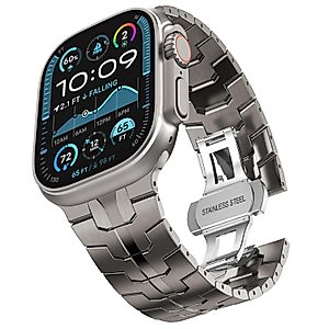 CHANCHY Titanium Band for Apple Watch Ultra 2 Band 49mm, Durable Lightweight Titanium Metal Strap for Apple Watch Series 10 9 8 7 SE2 SE 6 5 4 Ultra Ultra 2 Men (Titanium Edition, 49mm 46mm 45mm 44mm)