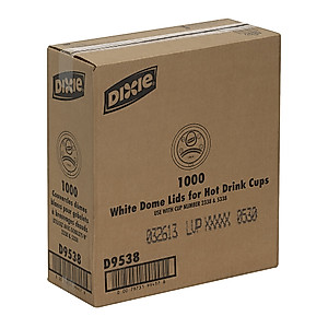 Dixie 8 oz. Dome Hot Coffee Cup Lids by GP PRO Georgia Pacific White, D9538, 1,000 Count (100 Lids Per Sleeve, 10 Sleeves Per Case), Small