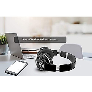 WOOZIK Twist Wireless Headphones, Over Ear 2 in 1 Hybrid Headset with Built-in FM Radio, Micro-SD Card Slot, AUX, Volume Control, Mic, Black