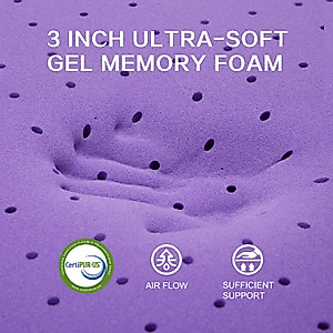 BDEUS Dual Layer 3 Inch Memory Foam Mattress Topper Twin Size,Cooling Gel Memory Foam with Down Alternative Quilted Pillow Top Cover,Back Pain Relief Soft Mattress Pad