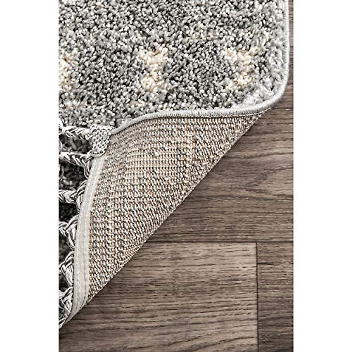 nuLOOM Vasiliki Moroccan Tribal Shag Area Rug, 3' x 5', Silver