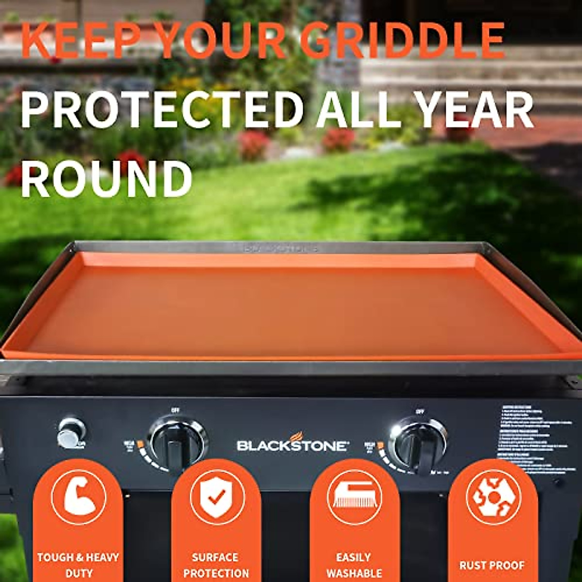 BSARTE 28 Inch Griddle Silicone Protective Mat Cover for Blackstone 28 Inch Griddle - Heavy Duty Food Grade Thicker Silicone Mat - All Season Cooking Surface Protective Cover