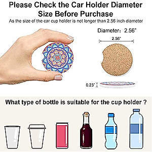 Car Coasters for Drinks Absorbent, 10 Pack 2.56in Car Coasters Absorbent Ceramic with A Finger Notch for Easy Removal, Car Cup Holder Coaster for Car, Cute Car Accessories for Women,Men