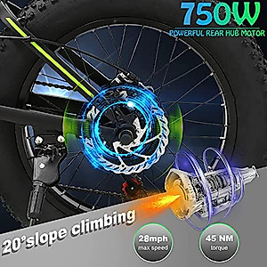 Foldable Electric Bike Fat Tire Mountain Ebike for Adult 20 inch 750W 48V 10AH Battery Power Long Range Electric Bicycle Pedal Assist Front Suspension Shimano 7 Speed Gears Fast Electric Moped 30MPH