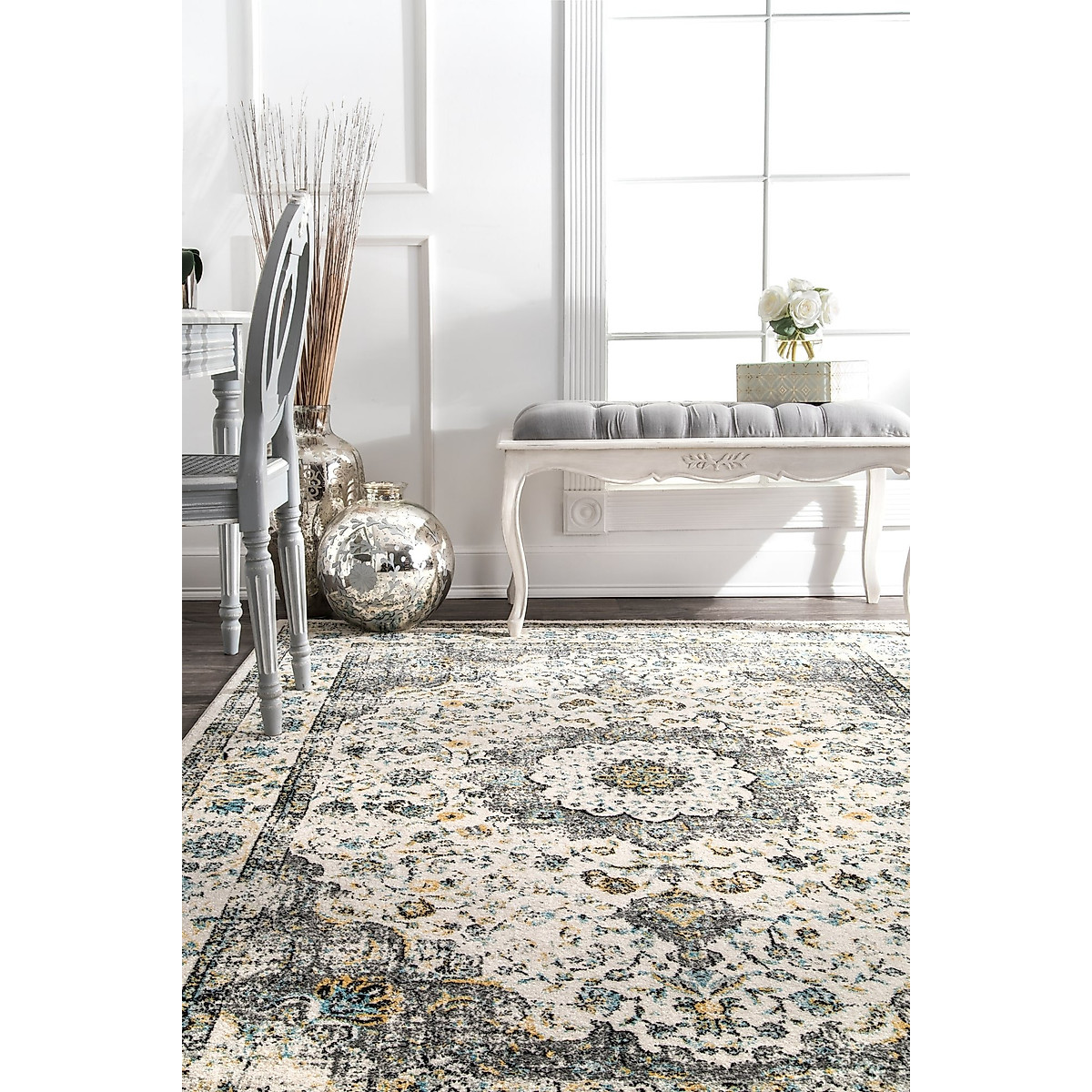 nuLOOM Paisley Verona Vintage Persian Area Rug, 5' x 7' 5", Grey